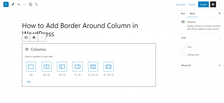How to Add Border Around Column in WordPress