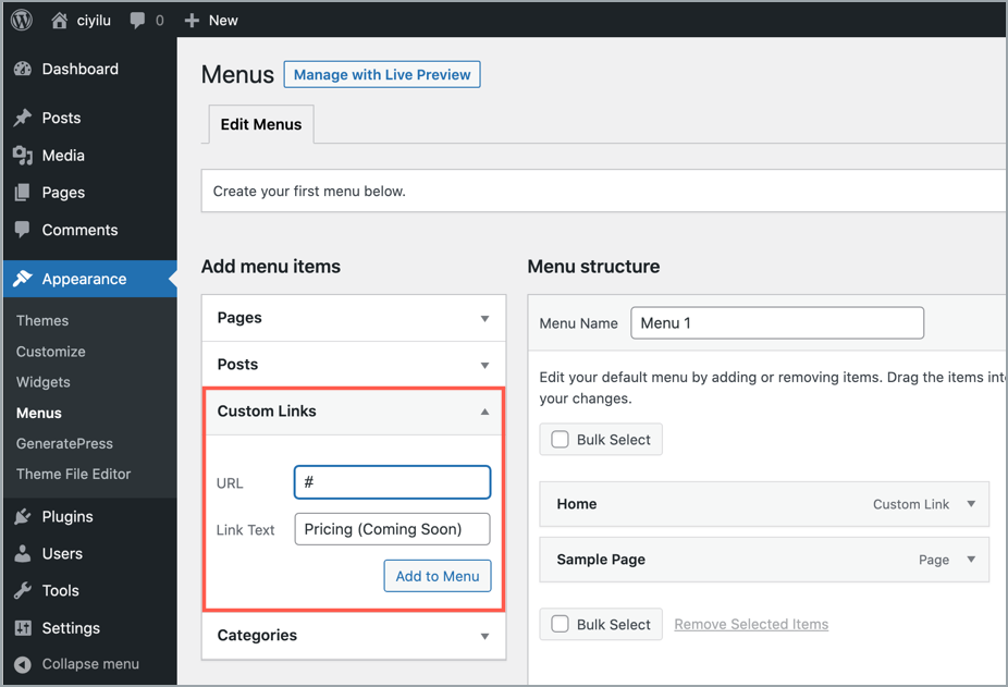 How To Make A Menu Item Non Clickable In WordPress