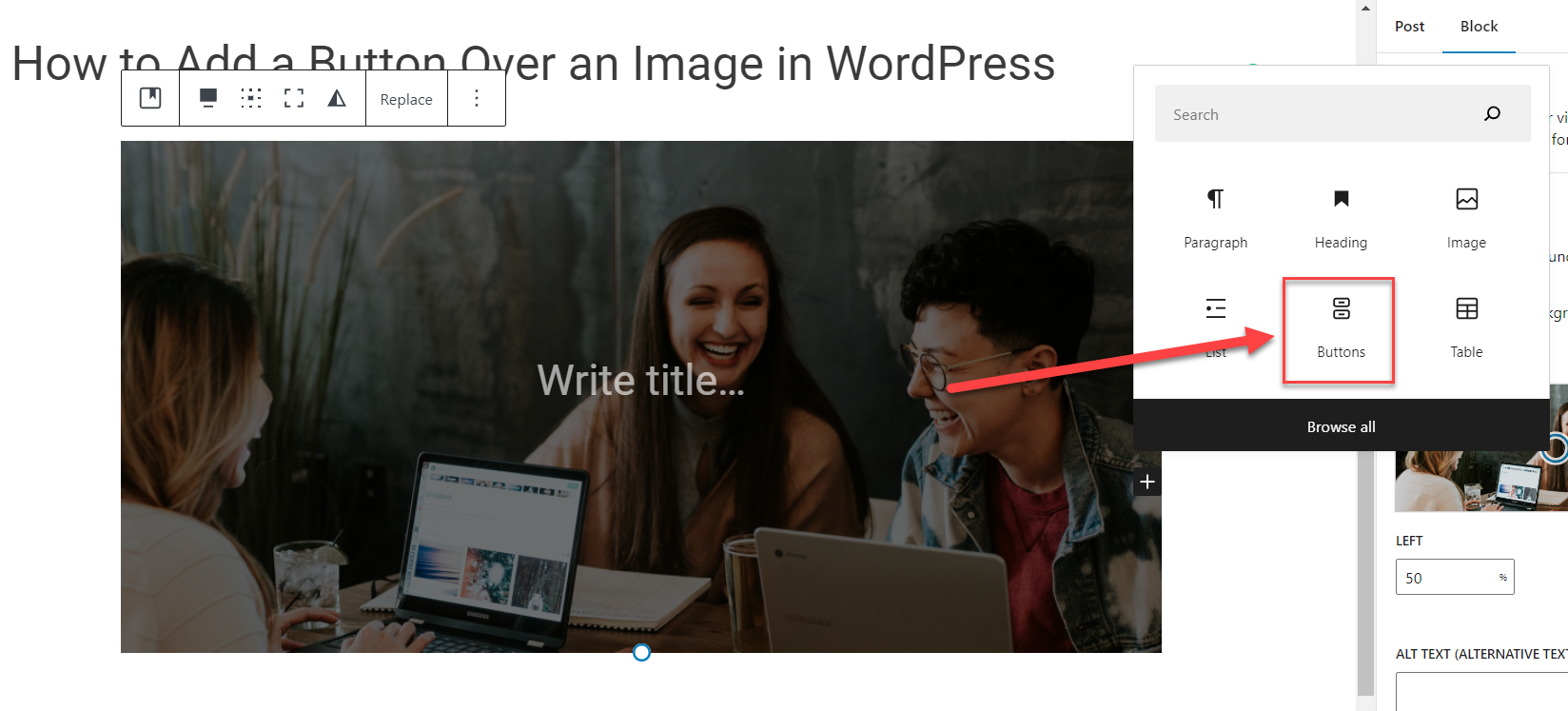 How to Add a Button Over an Image in WordPress