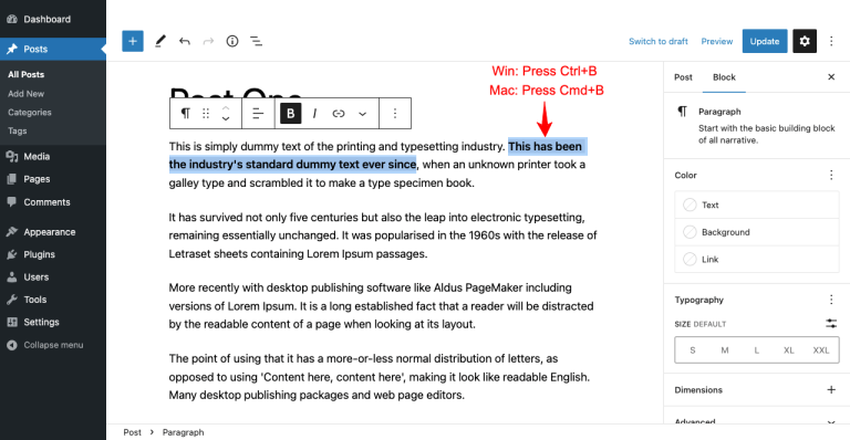 How to Bold Text in WordPress (3 Super Easy Methods)