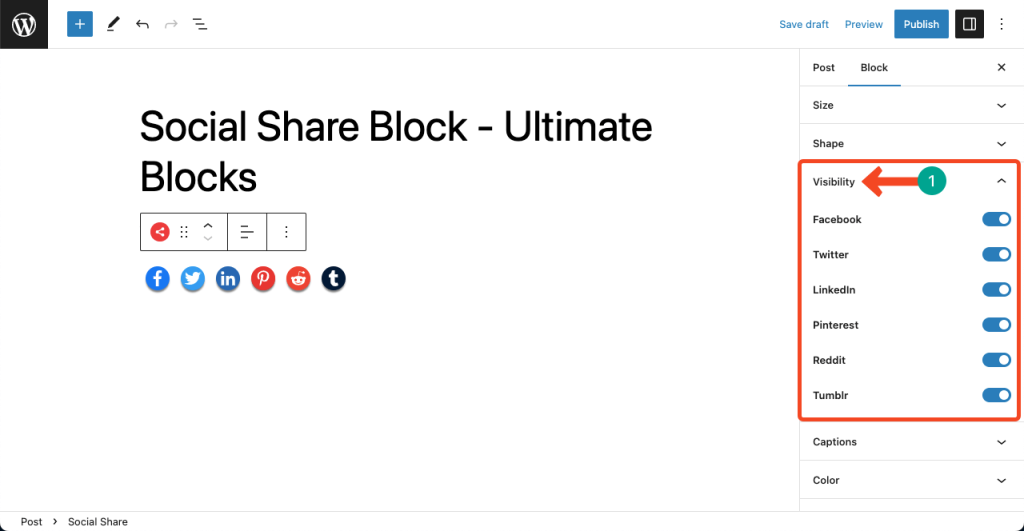 How to Use the Social Share Block - Ultimate Blocks