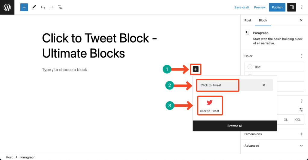 How to Use the Click to Tweet Block - Ultimate Blocks