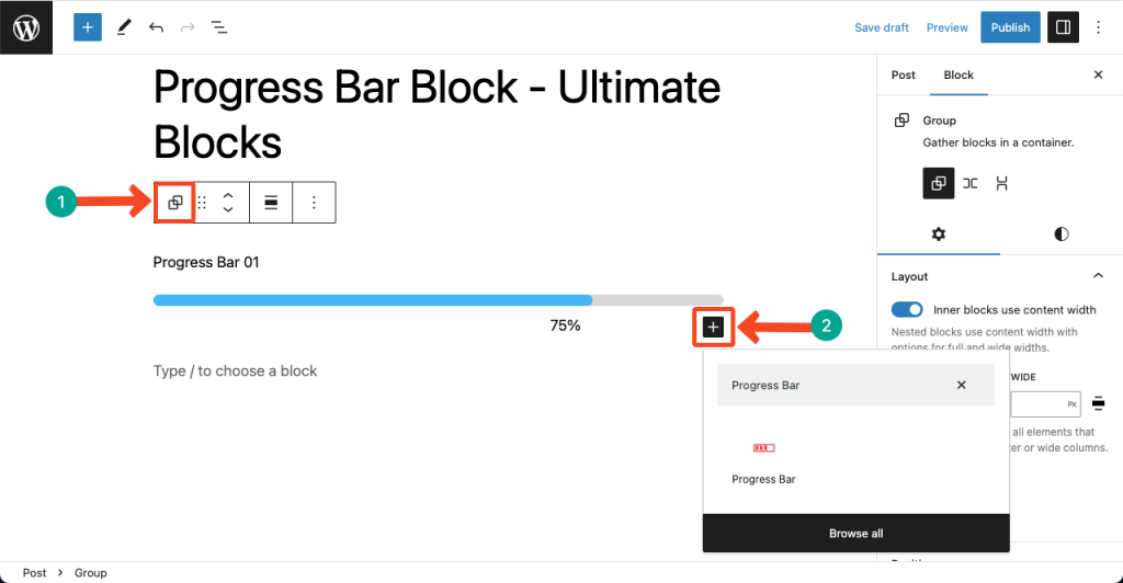 How to Use the Progress Bar Block - Ultimate Blocks