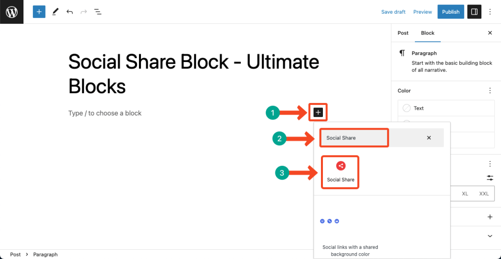 How to Use the Social Share Block - Ultimate Blocks