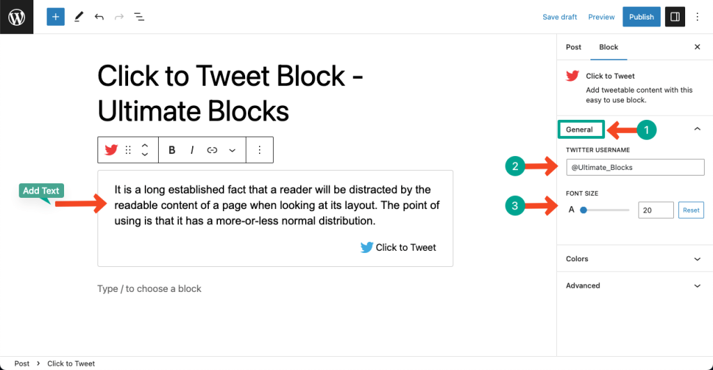 How to Use the Click to Tweet Block - Ultimate Blocks