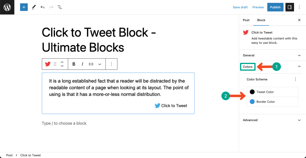 How to Use the Click to Tweet Block - Ultimate Blocks