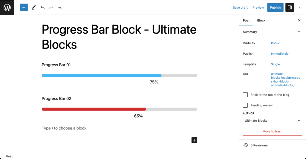 How to Use the Progress Bar Block - Ultimate Blocks