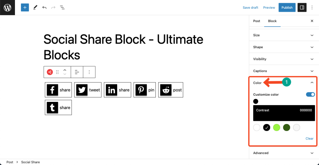 How to Use the Social Share Block - Ultimate Blocks