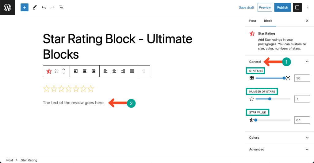 How to Use the Star Rating Block - Ultimate Blocks
