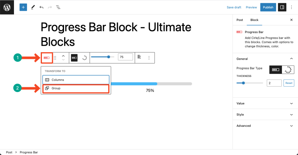 How to Use the Progress Bar Block - Ultimate Blocks