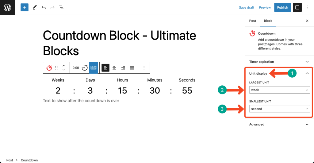How to Use the Countdown Block - Ultimate Blocks