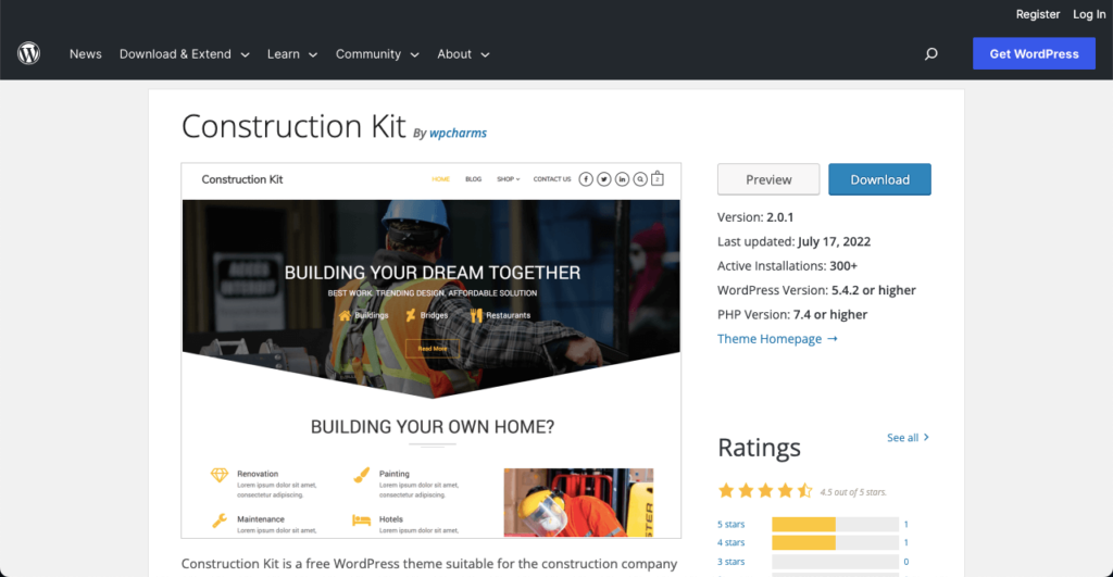 10+ Best Construction Company WordPress Themes (2026)
