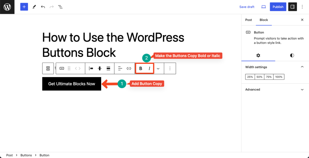 How to Use the WordPress Buttons Block (Gutenberg)