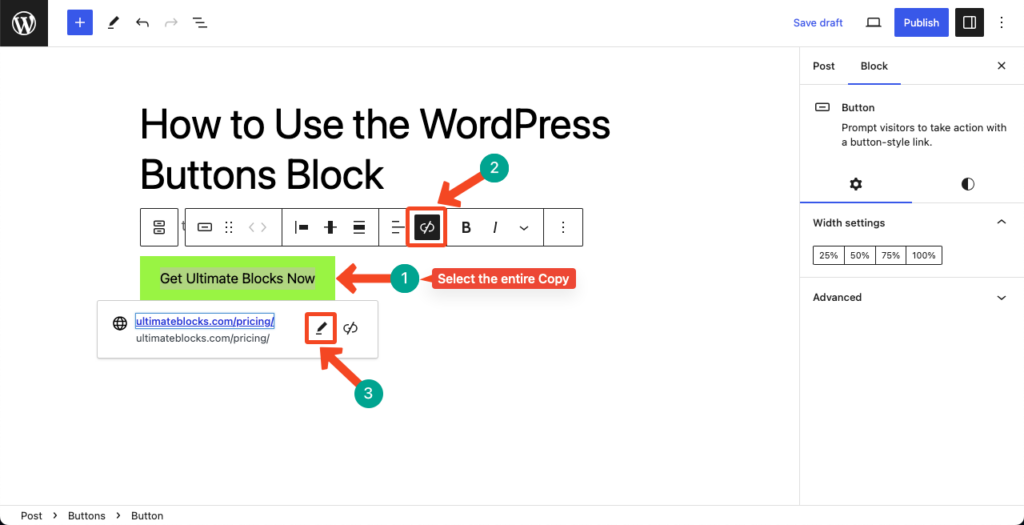 How to Use the WordPress Buttons Block (Gutenberg)