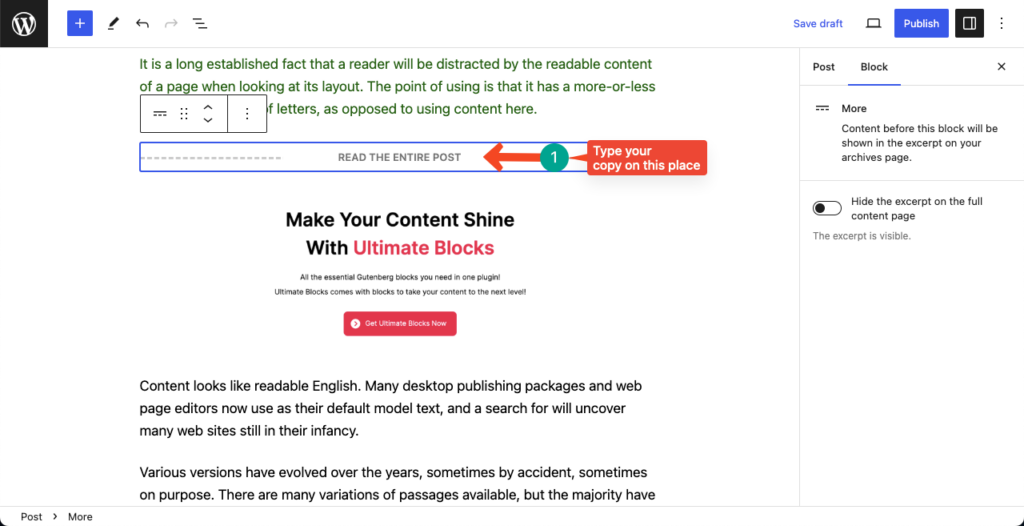 How to Use the WordPress More Block (Gutenberg)
