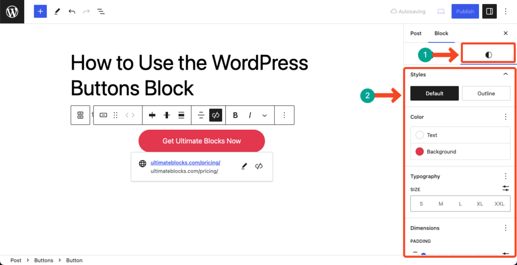 How to Use the WordPress Buttons Block (Gutenberg)