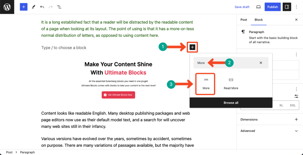 How to Use the WordPress More Block (Gutenberg)