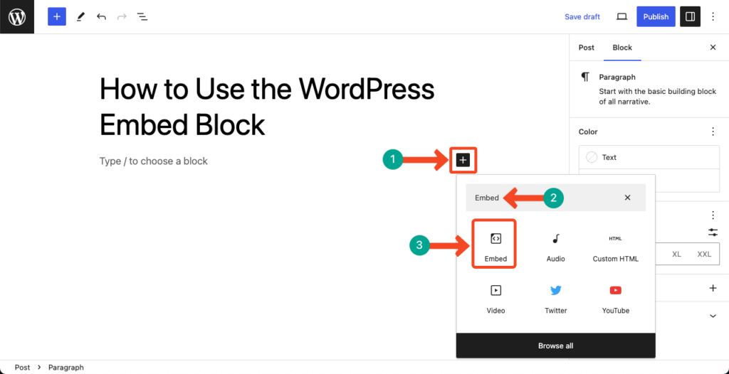 How to Use the WordPress Embed Block (Gutenberg)