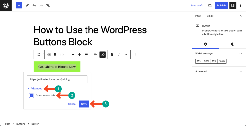 How to Use the WordPress Buttons Block (Gutenberg)