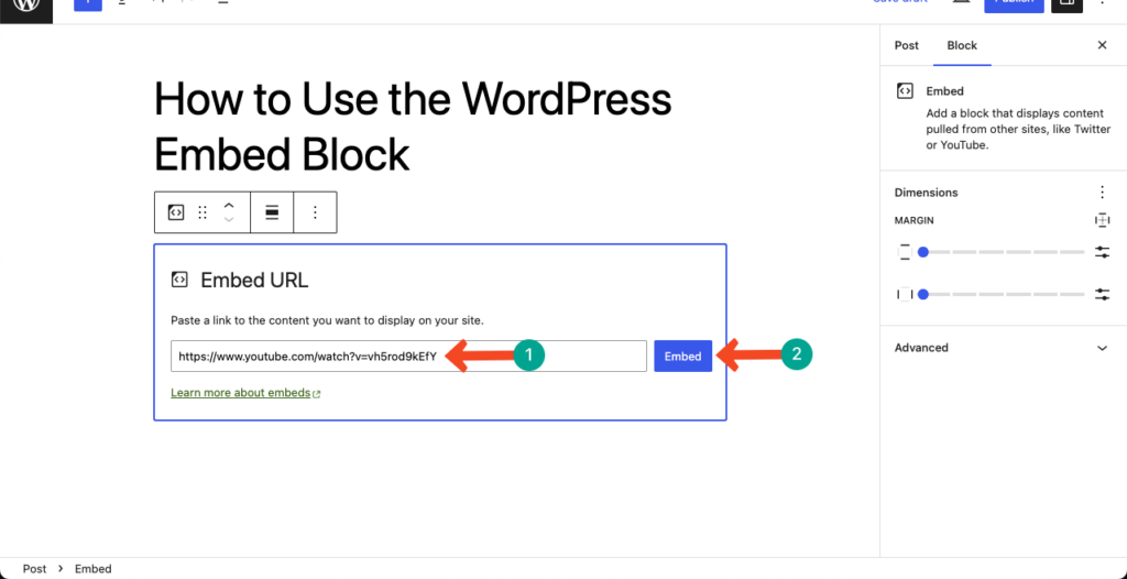 How to Use the WordPress Embed Block (Gutenberg)
