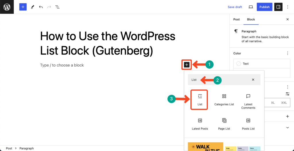 How to Use the WordPress List Block (Gutenberg)
