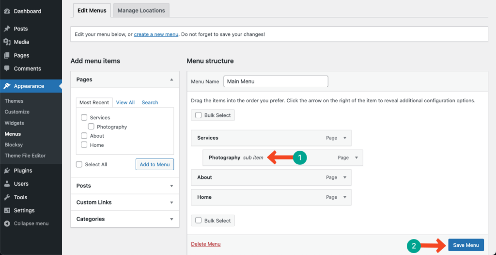 How to Add a Subpage in WordPress