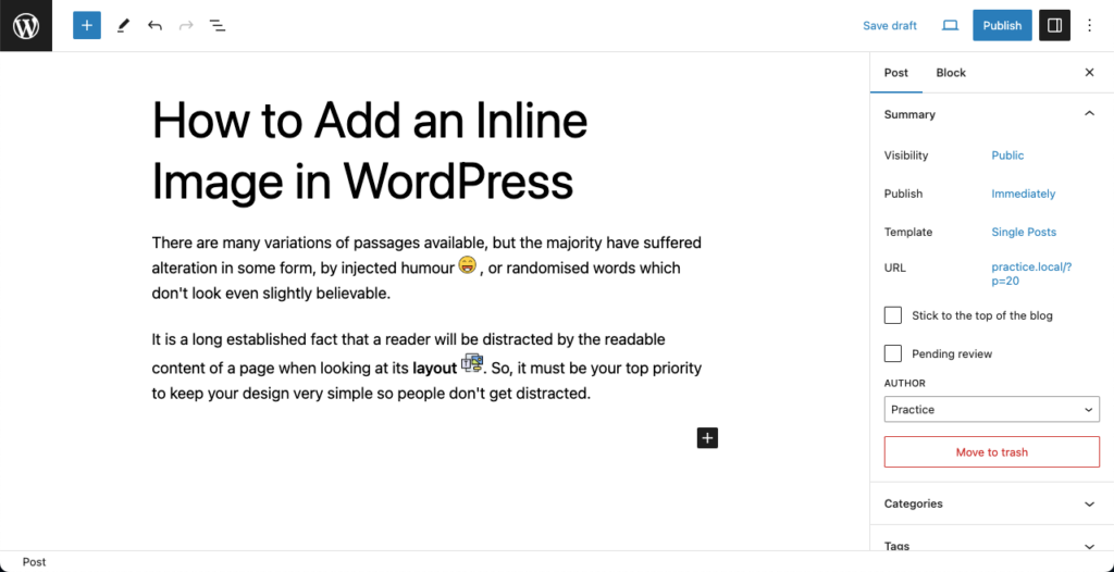 How to Add an Inline Image in WordPress