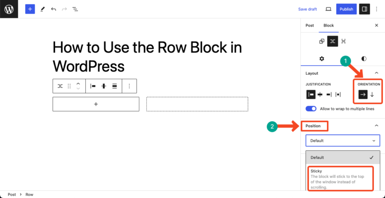 How to Use the Row Block in WordPress