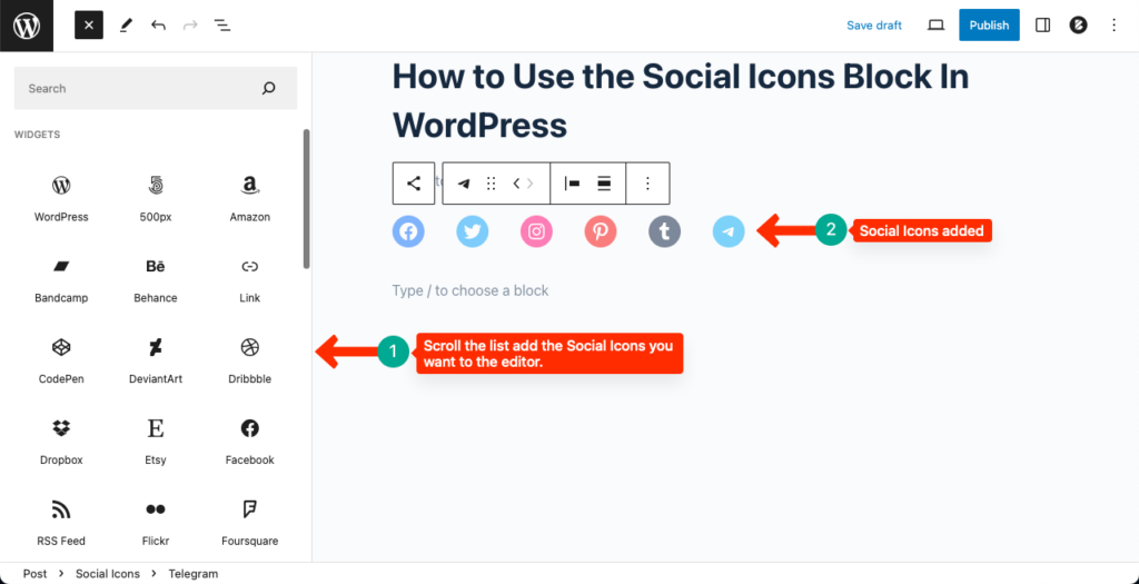 How to Use the Social Icons Block In WordPress