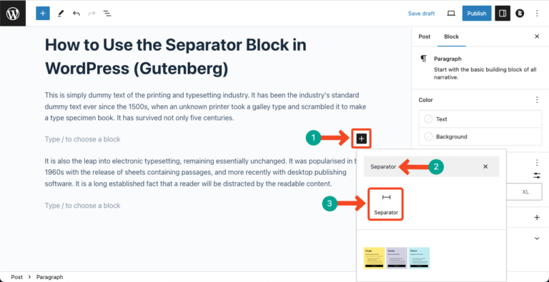 How to Use the Separator Block in WordPress (Gutenberg)