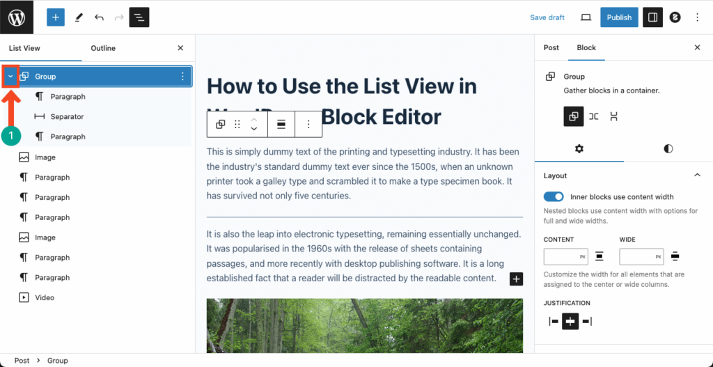 How To Use The List View In Wordpress Block Editor