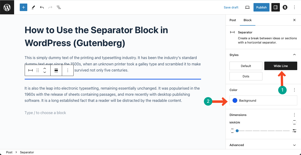 How to Use the Separator Block in WordPress (Gutenberg)