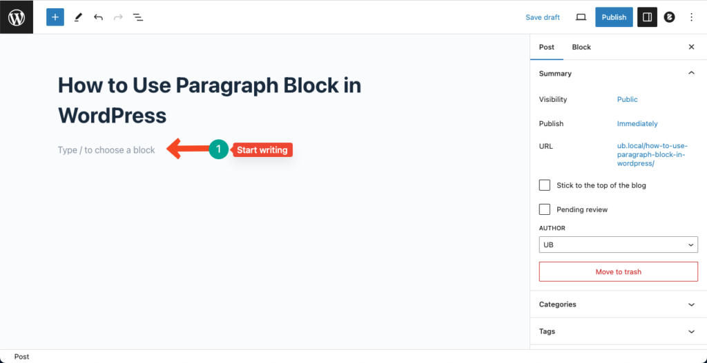 How to Use Paragraph Block in WordPress