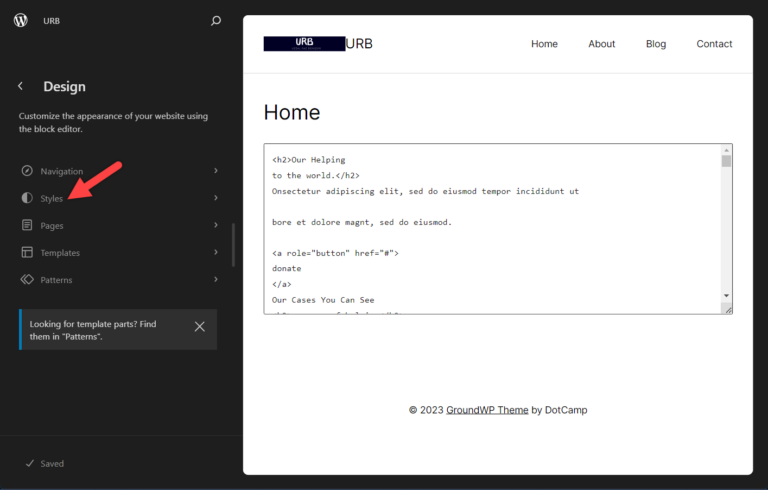 Where is the Styles Tab in WordPress Block Editor?