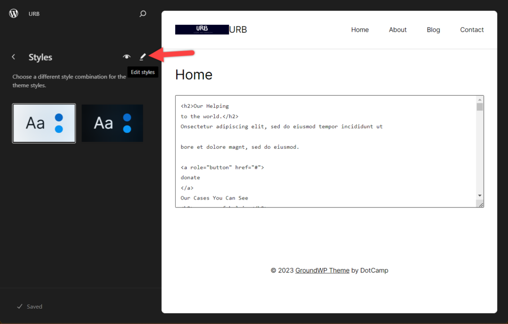 Where is the Styles Tab in WordPress Block Editor?