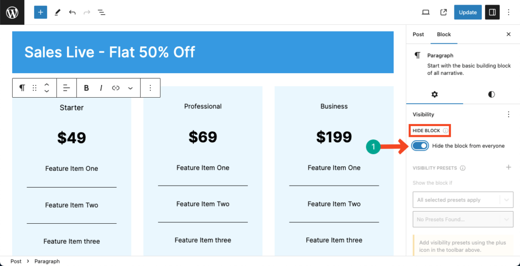 How to Hide a Block in WordPress Block Editor