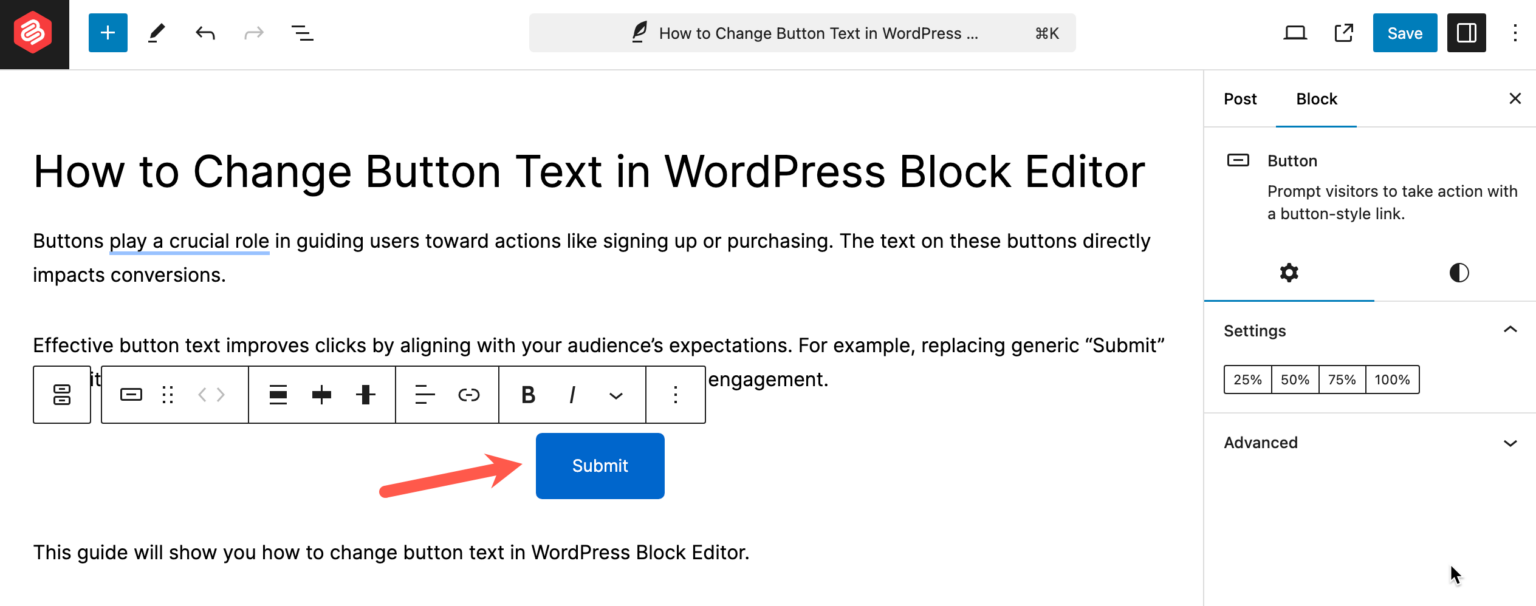 How to Change Button Text in WordPress Block Editor