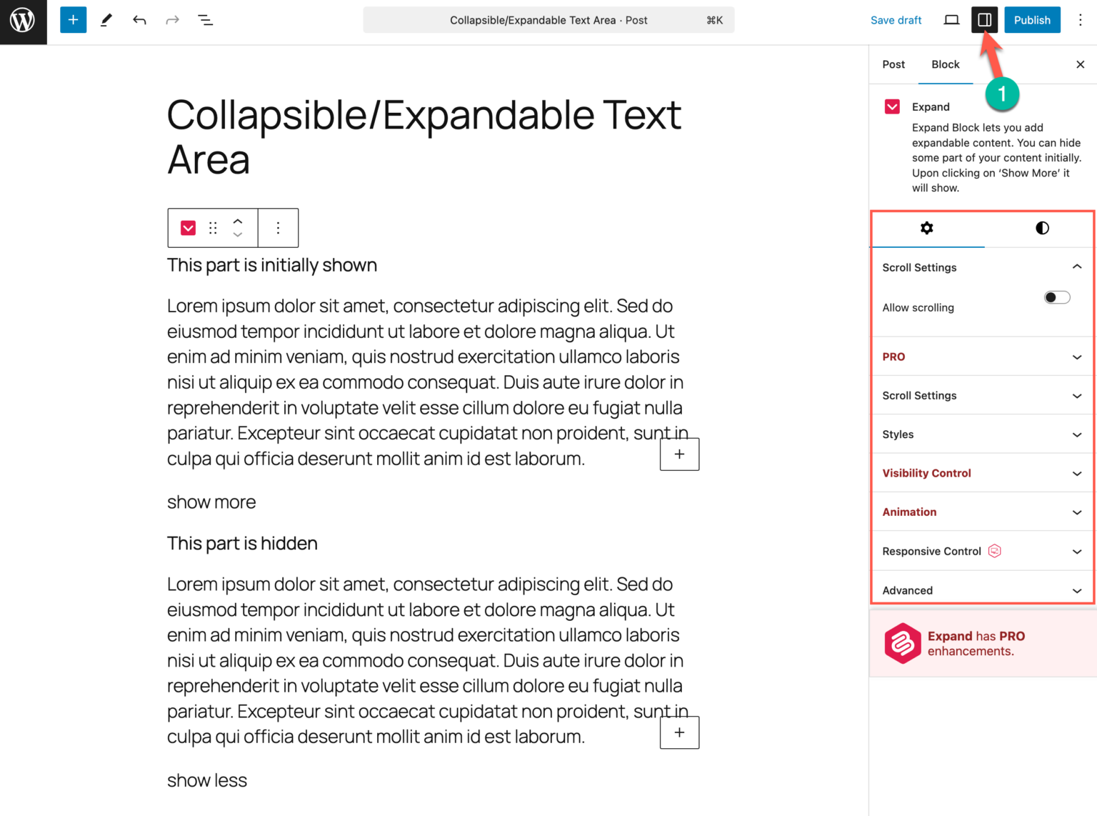 How To Add A Collapsible/Expandable Text Area In WordPress