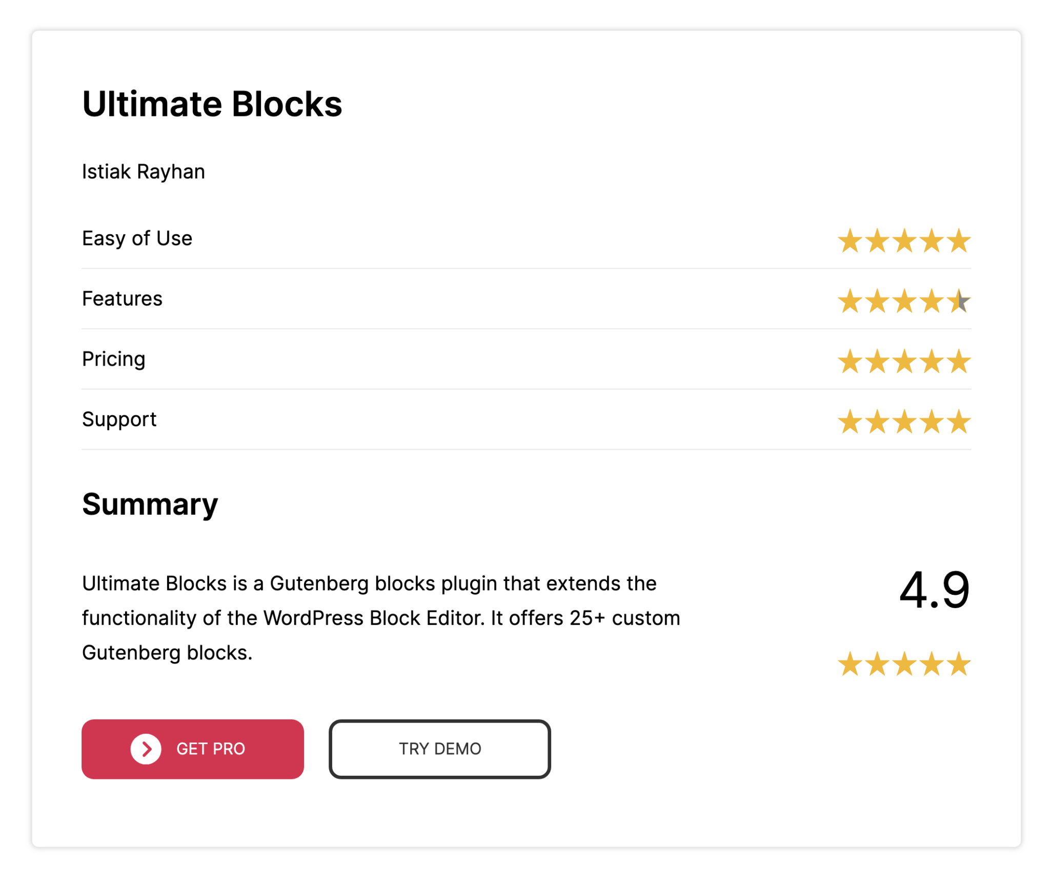 Review Block for WordPress (Schema) - Ultimate Blocks