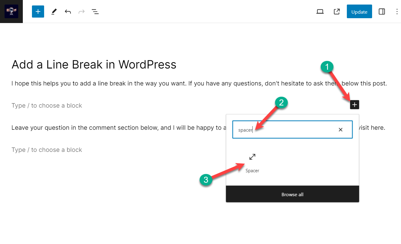 How to Add a Line Break in WordPress (Spacer)