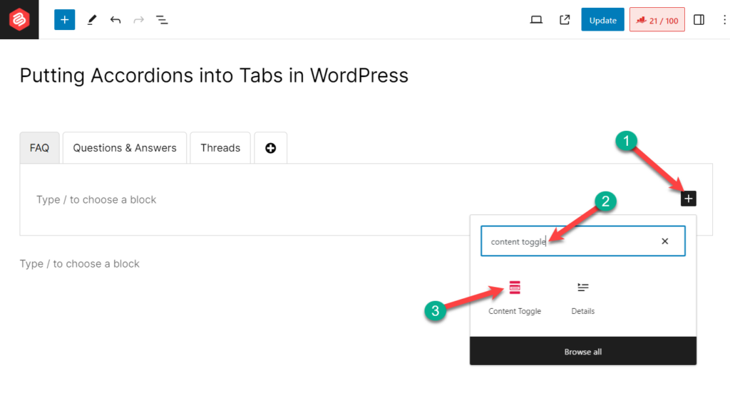 How to Put Accordions into Tabs in WordPress