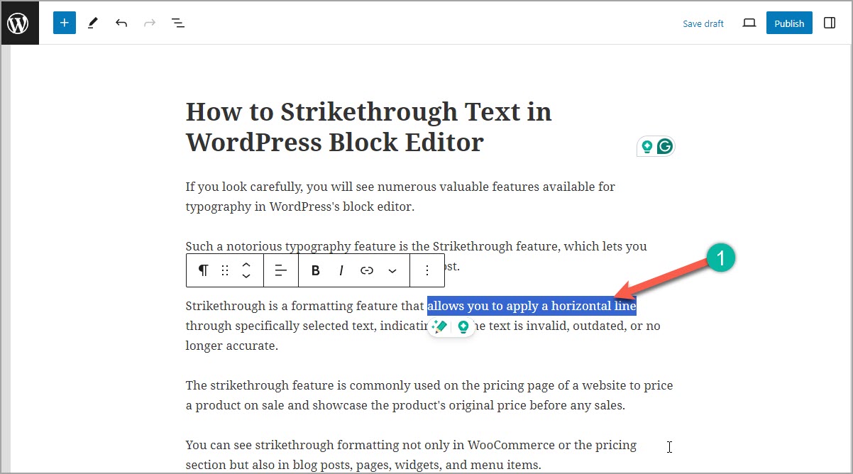 How to Strikethrough Text in WordPress Block Editor - Ultimate Blocks