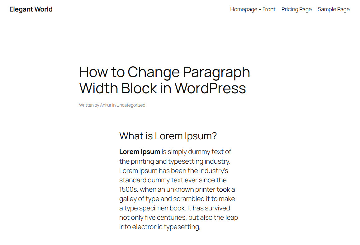 How To Change Paragraph Block Width In Wordpress
