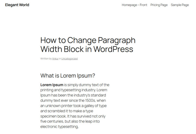 How to Change Paragraph Block Width in WordPress