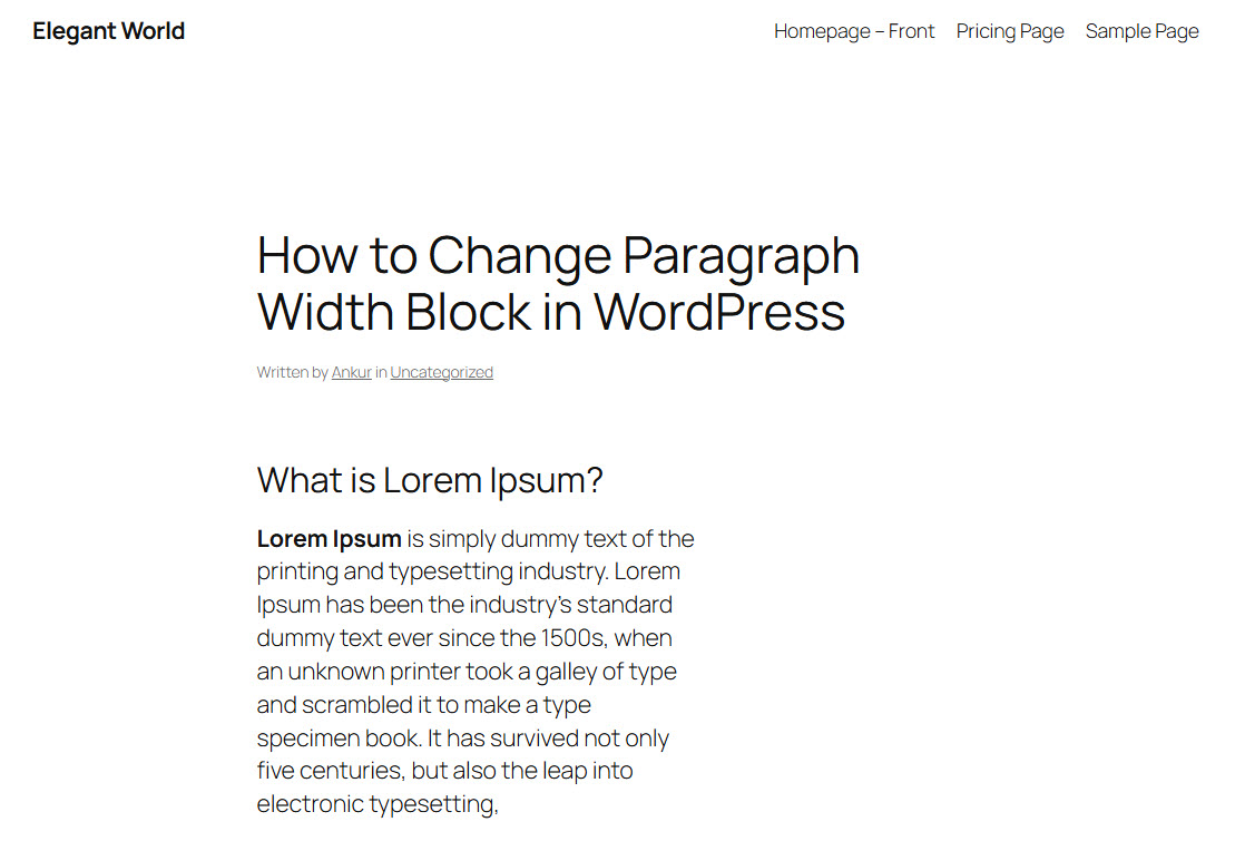 How to Change Paragraph Block Width in WordPress