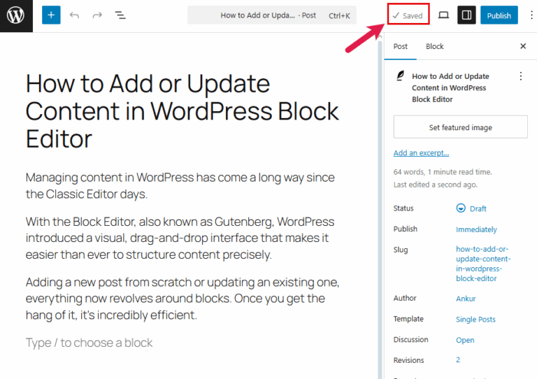 How to Add or Update Content in WordPress Block Editor- 3 Simple Steps