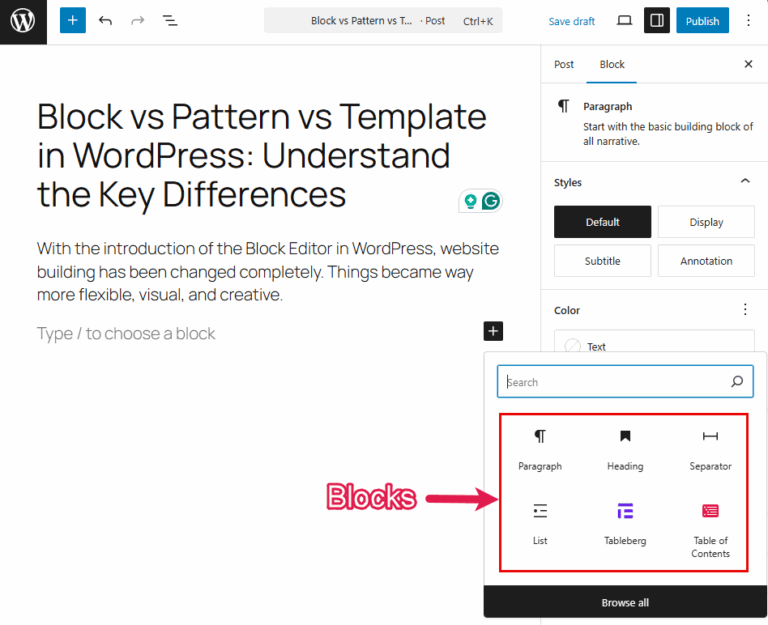 Block vs Pattern vs Template in WordPress: Understand the Key Differences