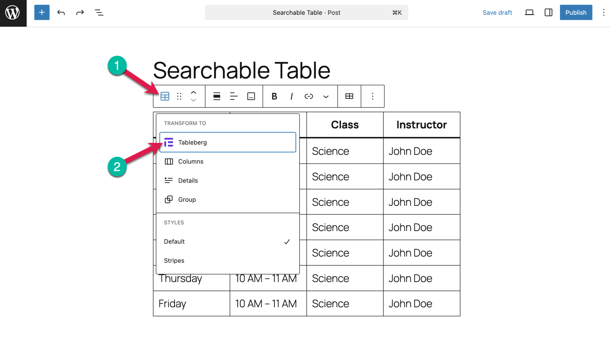 How to Create a Searchable Table in WordPress