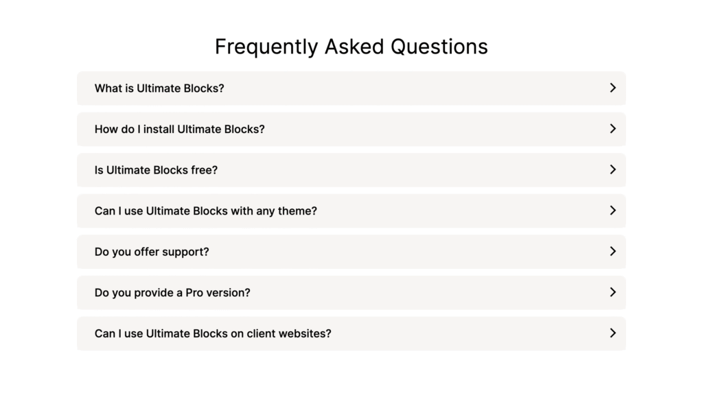 FAQ Accordion Section | WordPress Pattern by Ultimate Blocks