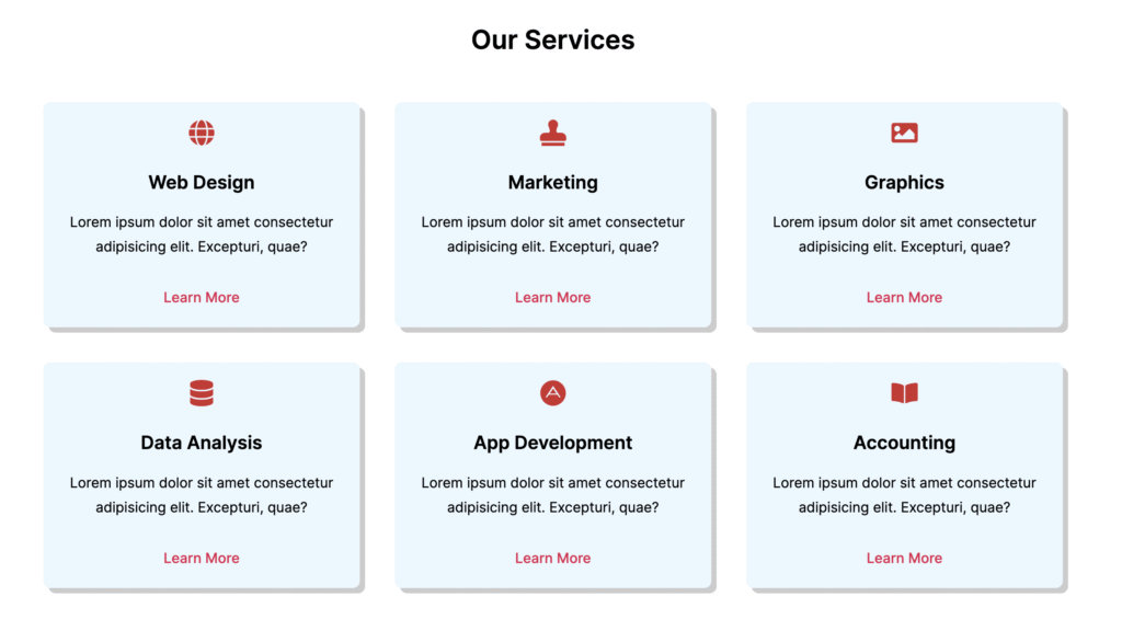 Our Services Grid | WordPress Pattern by Ultimate Blocks